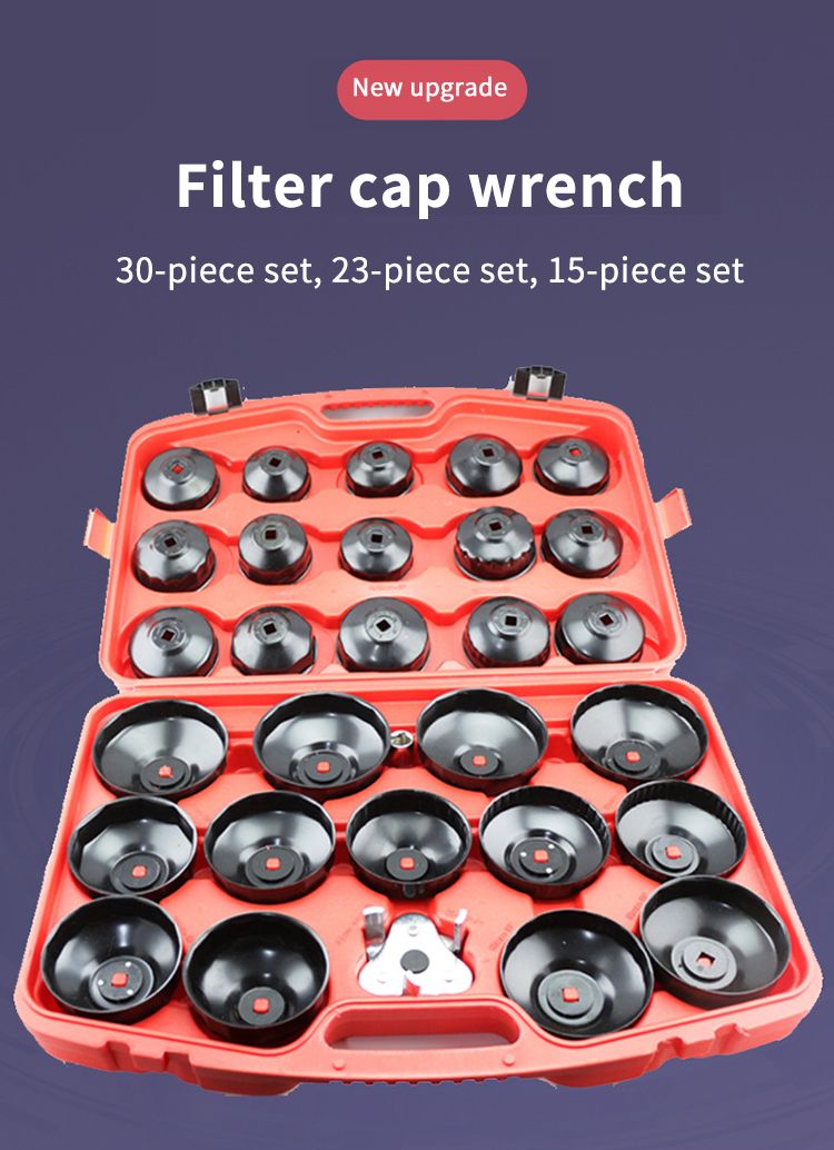 Oil Filter Cap Wrench Tool Cup Type Oil Filter Socket Wrench Set 3/8 ...