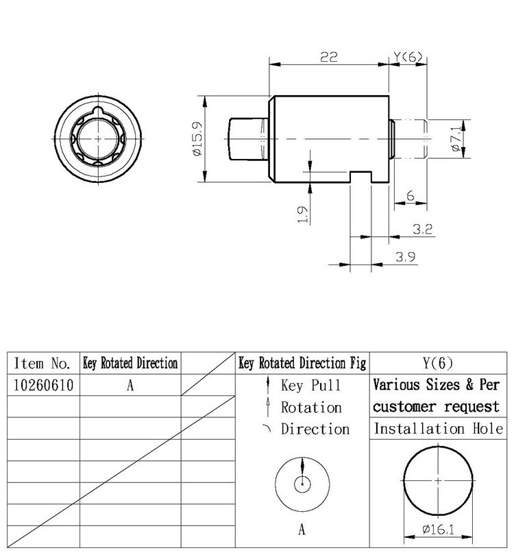 Top Security locker coffer tool box zinc alloy Mini Tubular key Push ...