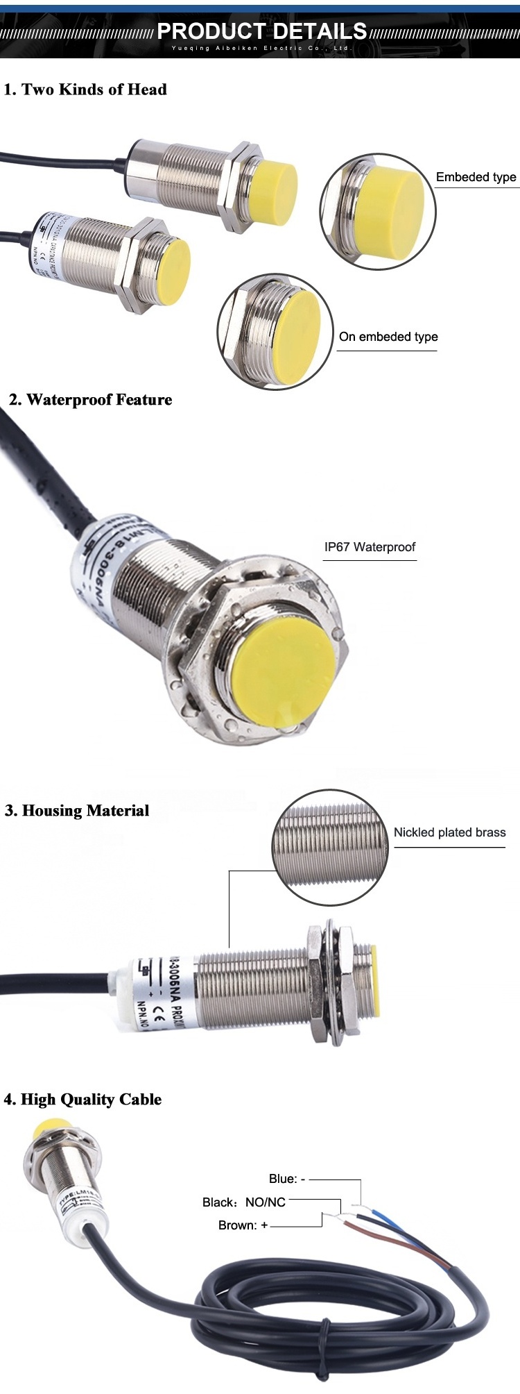 12v 24v magnetic reed switch Flush type three wire Proximity switch ...