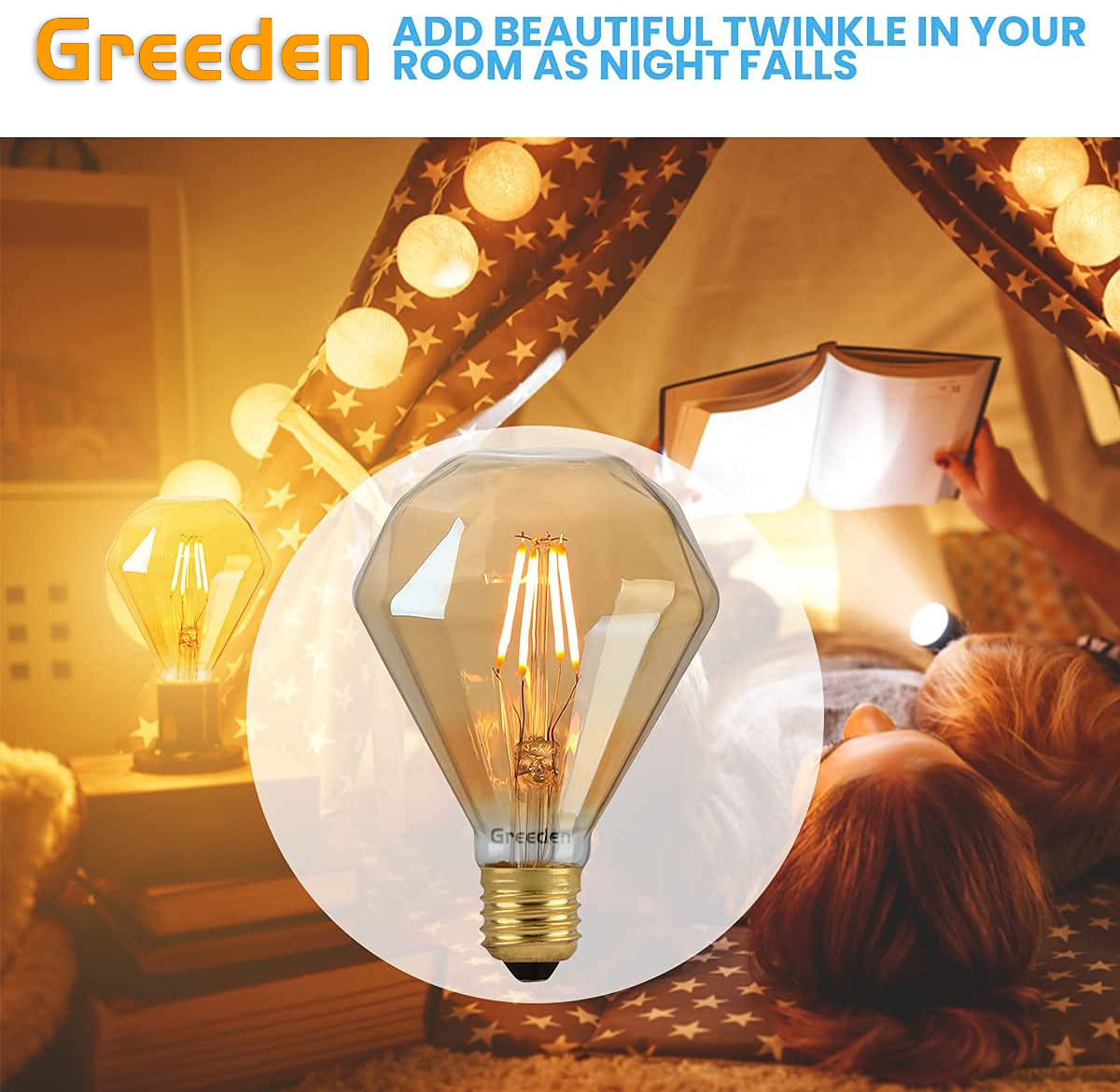 LED Filament Bulb Diamond Shape Decorative Vintage Lamp Special Shaped ...