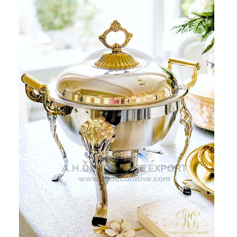 Gold Chafing Dish Round Shape/Hotel/Restaurant Food warmer Chafing Dishes Stainless Steel Buffet ...