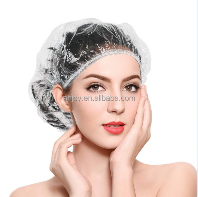 Wholesales Disposable Waterproof Plastic PE Hair Pink Clear SPA Shower Bath Caps BestSuppliers