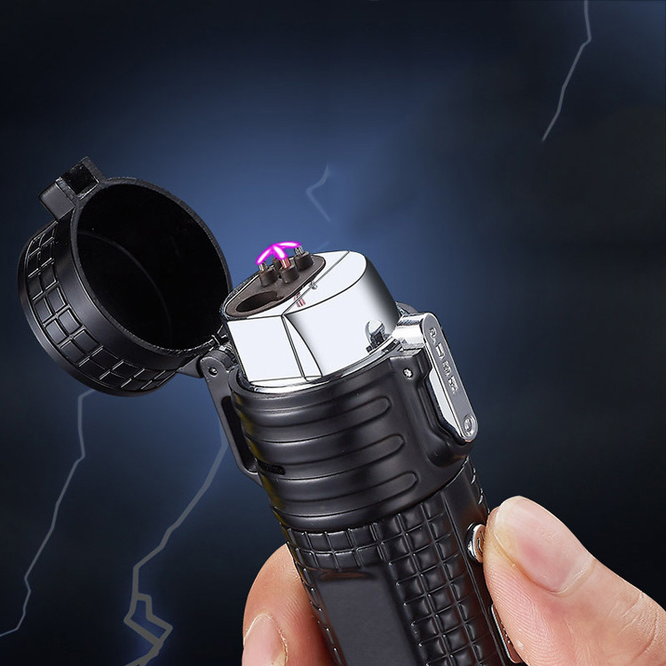 creative waterproof flashlight lighter double arc rechargeable lighter ...