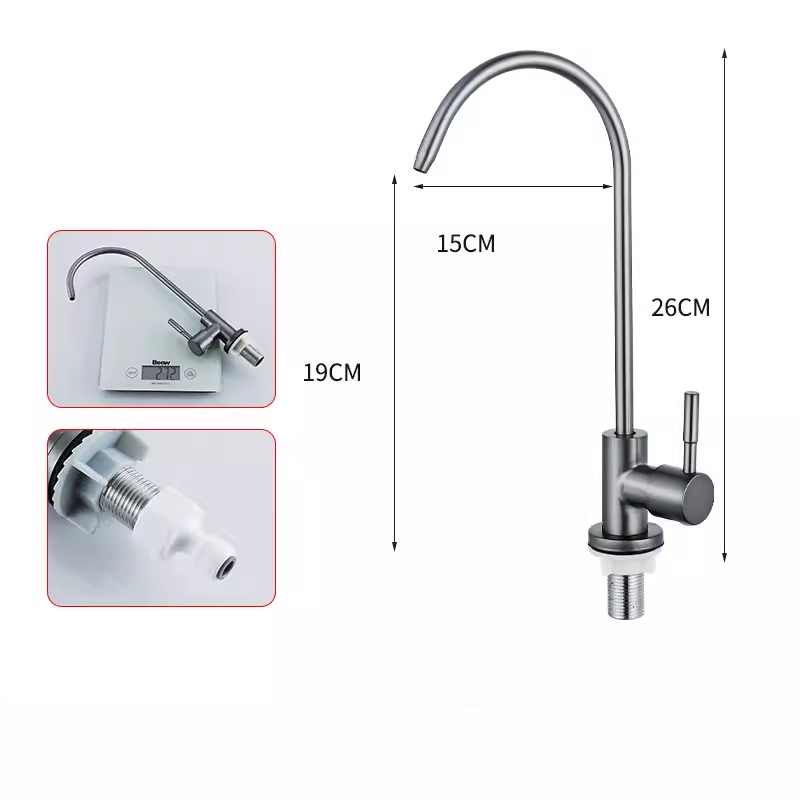 Gun Ash Stainless Steel Sanitary Ware Single Handle Kitchen Faucet Hole ...