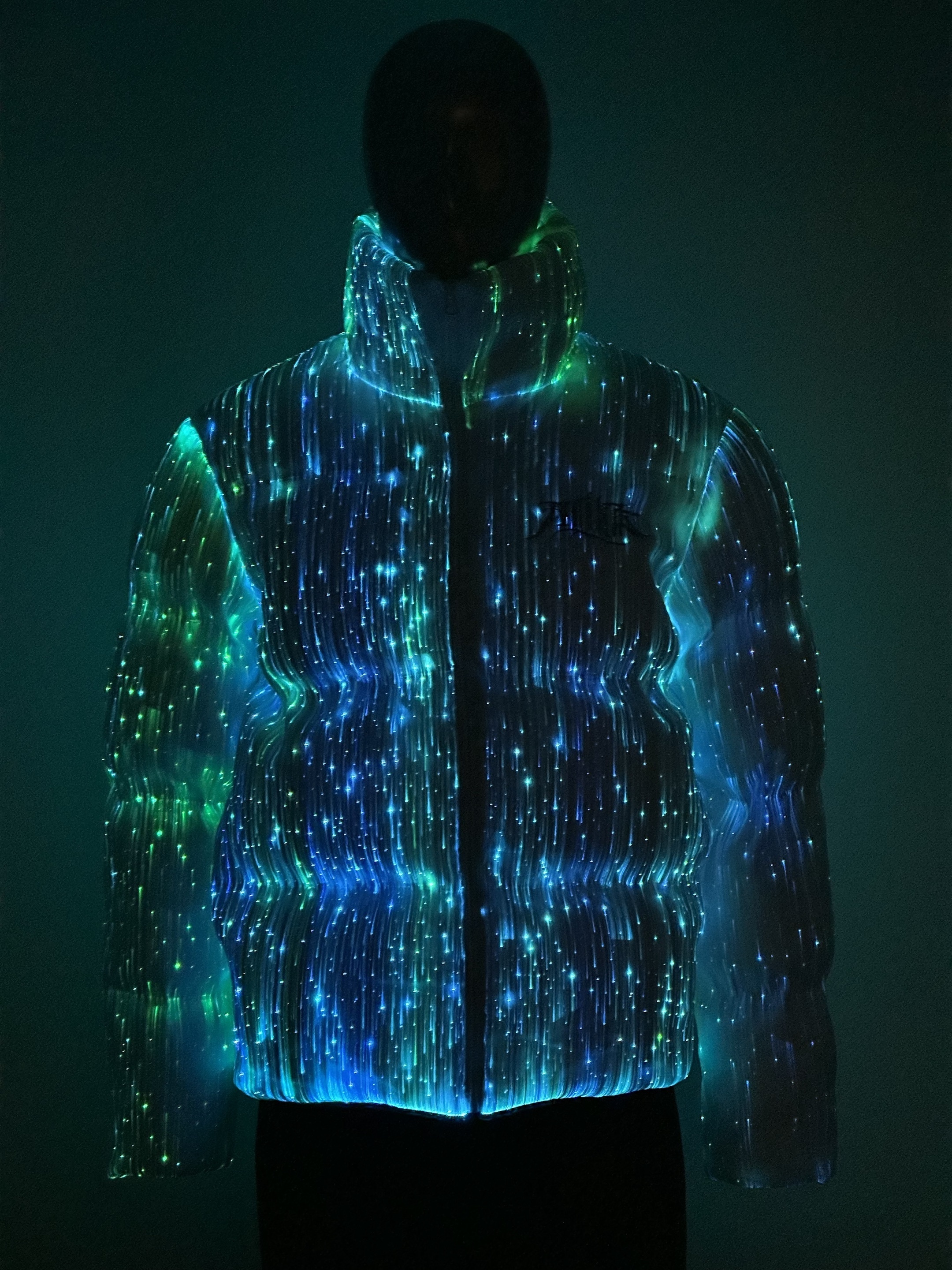 Men LED Duck Down Jacket Luxury Custom Fiber Bubble Coat Breathing Lamp ...