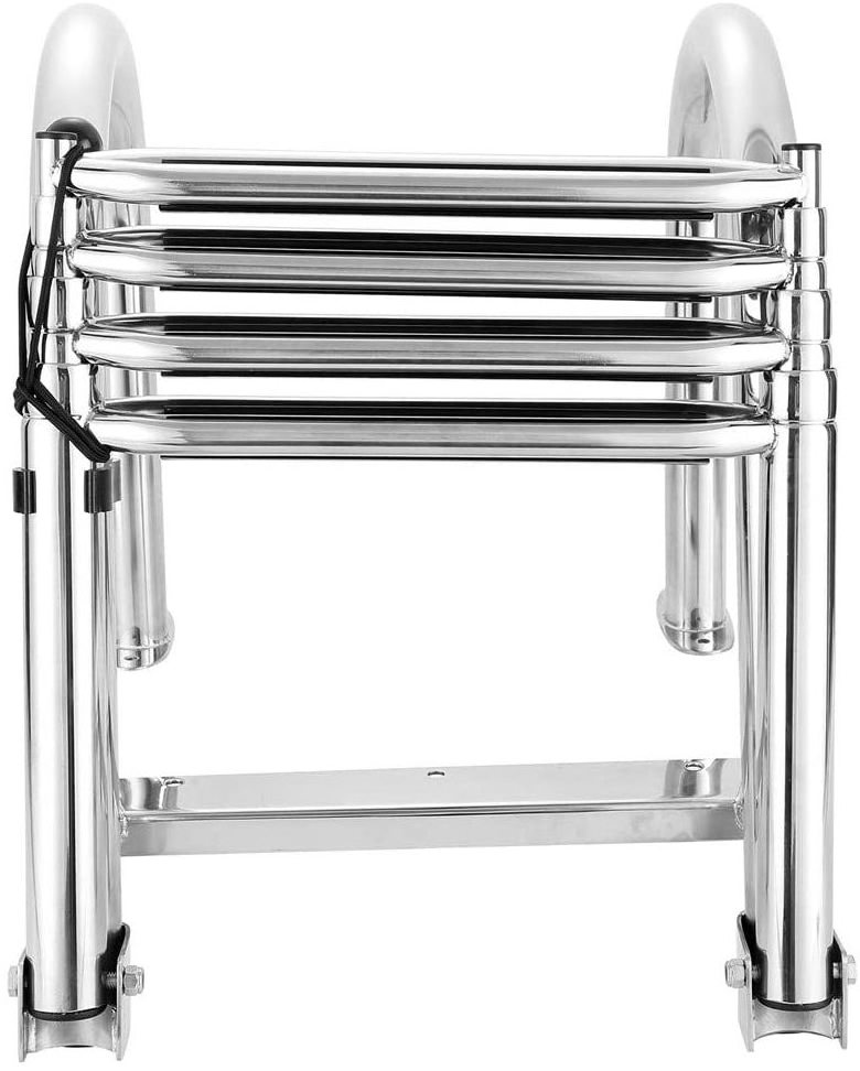 Marine Stainless Steel 4-Step Flat Front Folding Ladder Yacht Pontoon ...
