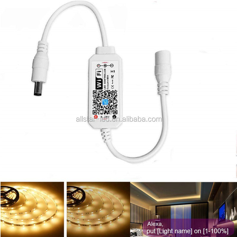 Mini Monochrome wifi dimmer Controller Led Dimmable 5050 Strip Lights ...