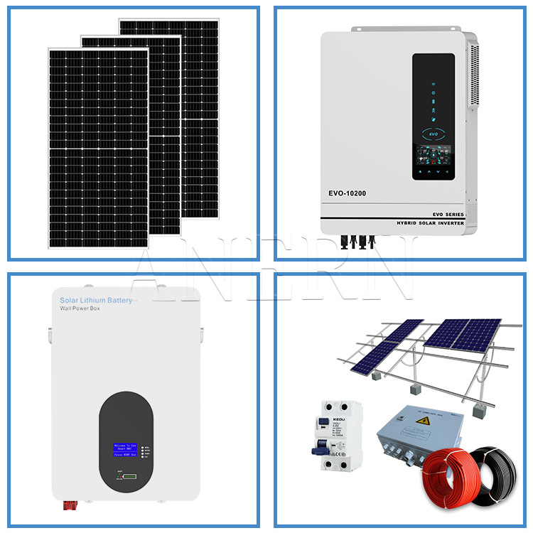 Anern 220v 4000 watt 5000watt commercial solar kit power generator with ...