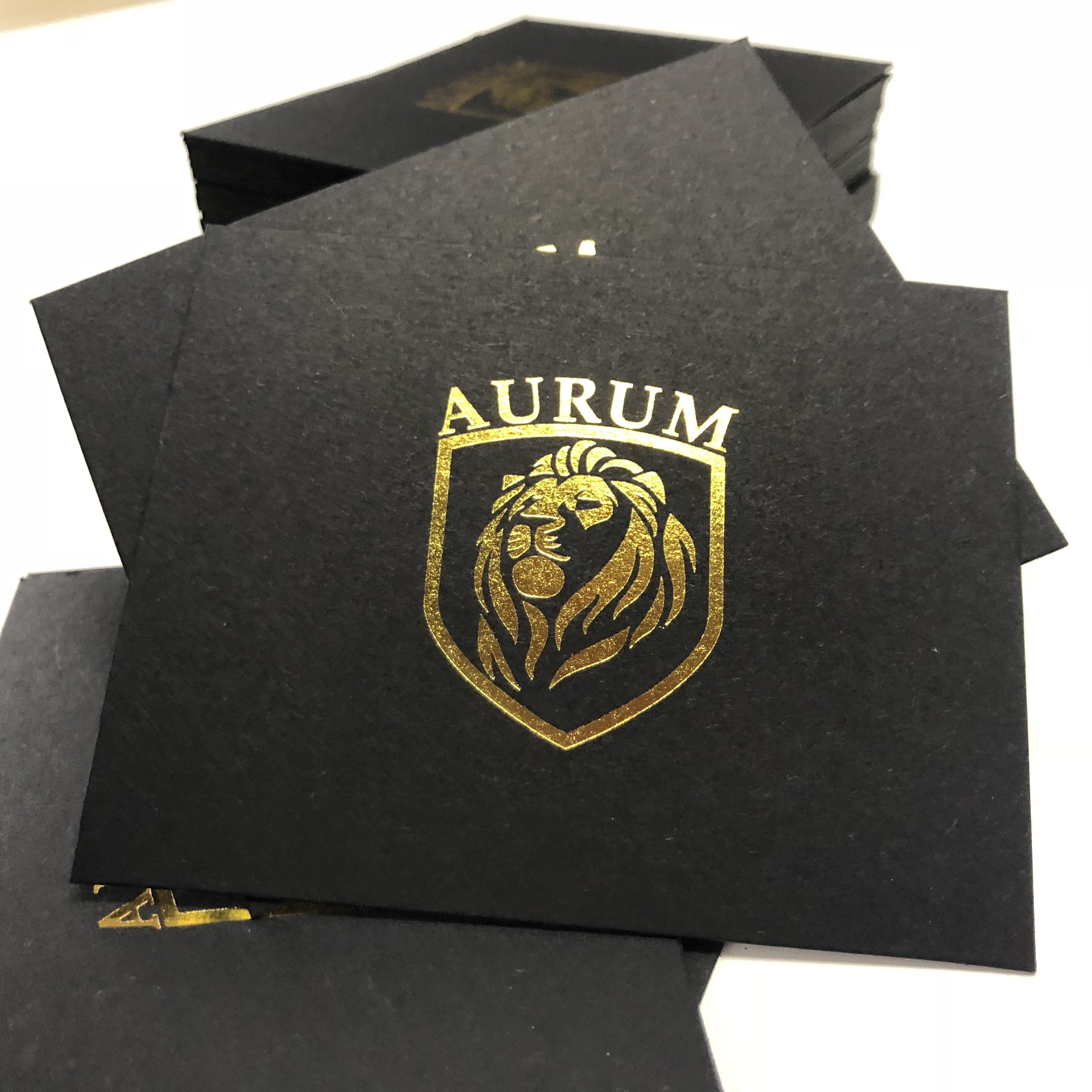 Black cardboard gold foil stamp embossed letterpress printing paper ...