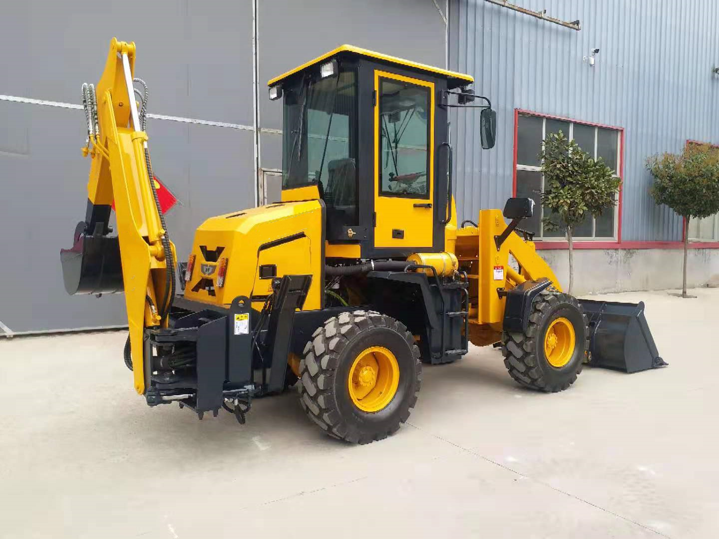 Backhoe loader 4x4 4wd wheel drive loader tractor front bucket end back ...