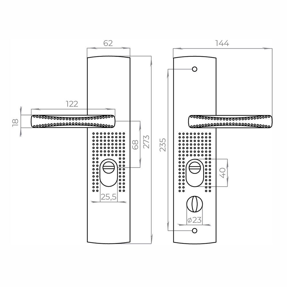Door handle on a plate Universal with thumbturn lock for metal doors ...