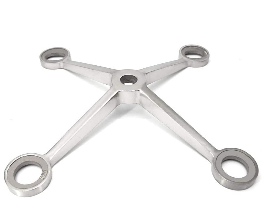Excellent Stainless Steel 4 arms Post Mounted Wall Spider Glass Spider ...