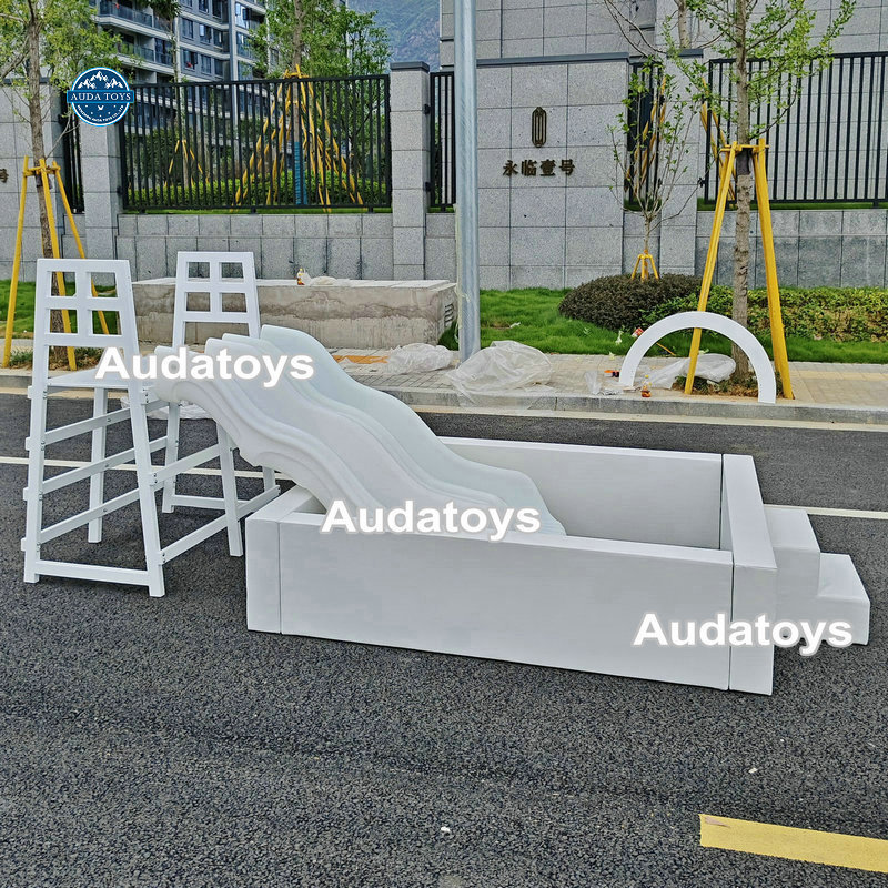 Large Playground Luxury Stairs White Double Slide For Kid Ball Pit ...