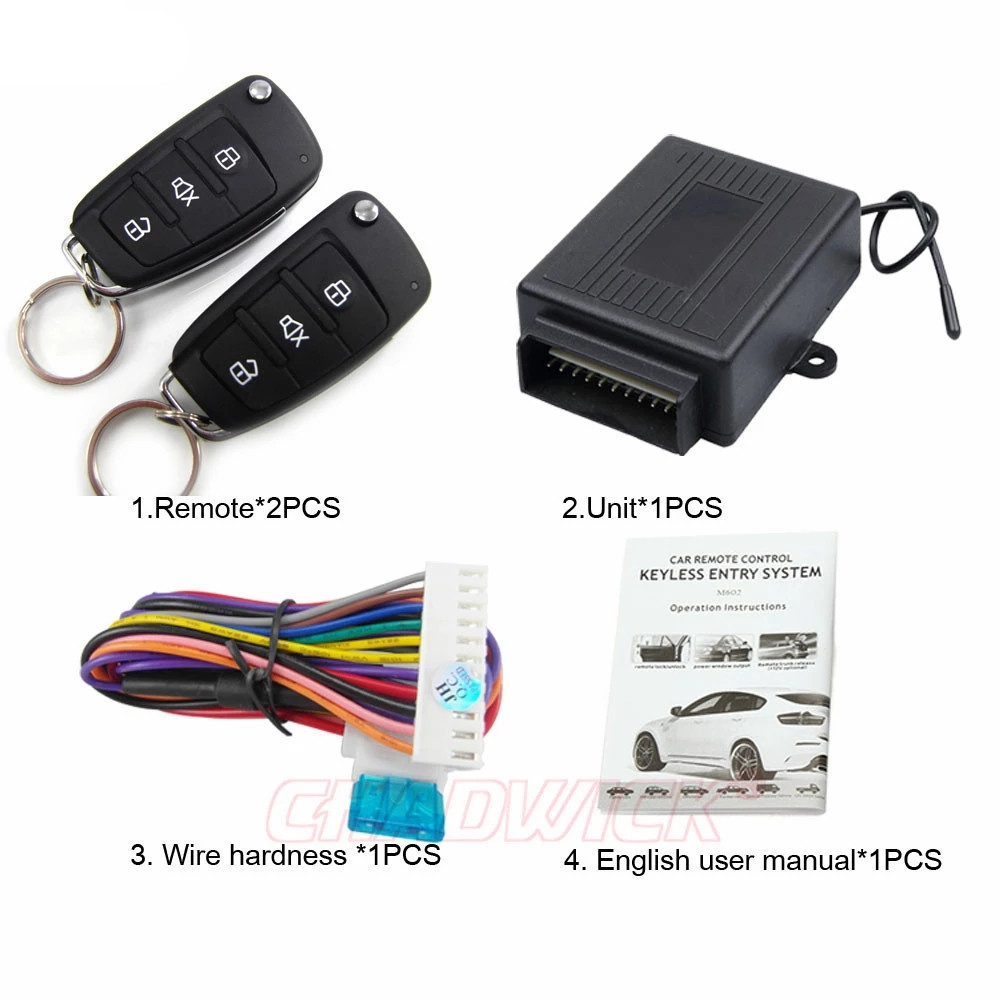 Universal Car Central Locking Kit Auto Keyless Entry System Two Remote ...
