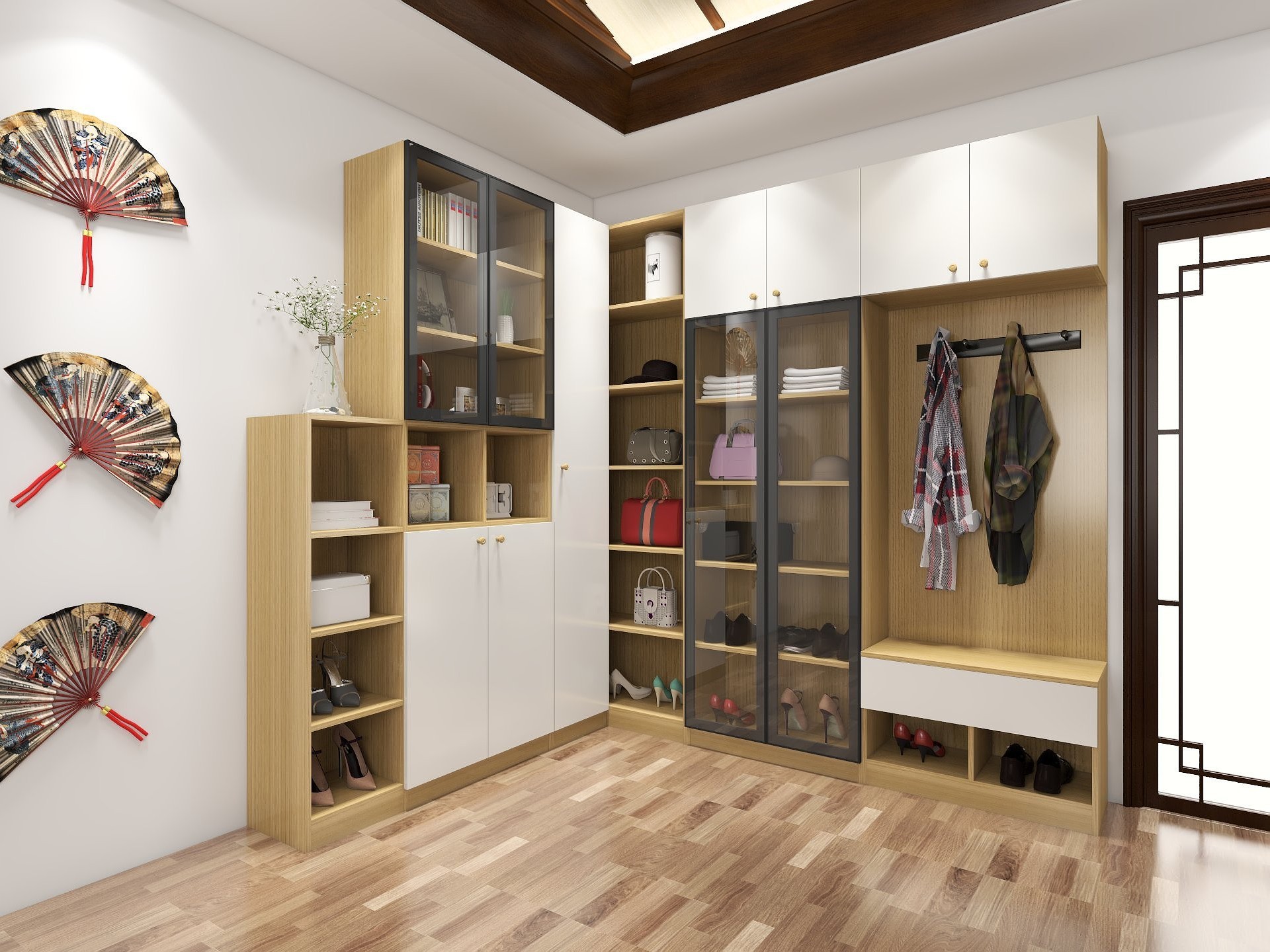 BALOM Modern shoe storage cabinet solid wood shoe cabinet ...