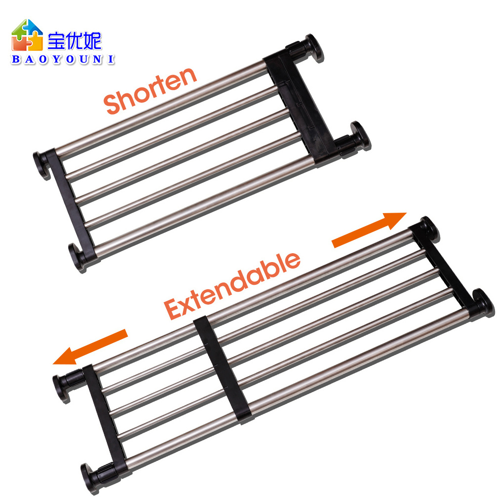 BAOYOUNI Black Expandable Cabinet Layered Rack Length Adjustable ...