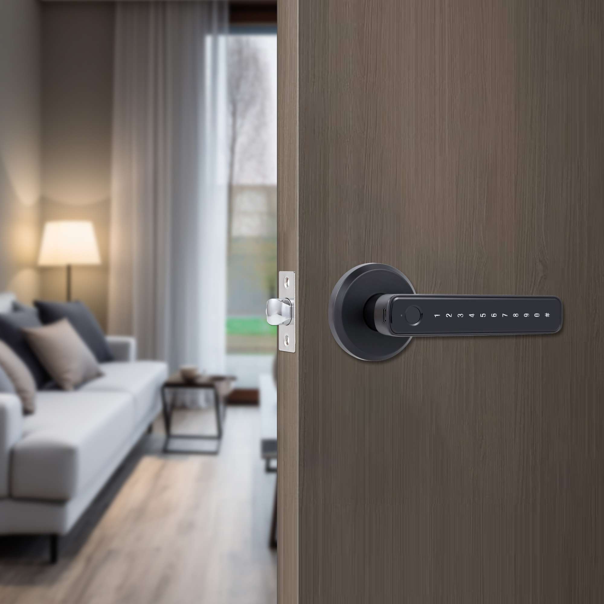 Intelligent Fingerprint Lock Smart Intelligent Door Lock Wood Door ...