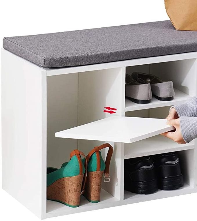 Shoe Bench Storage with Seat White Hallway Cupboard Organizer Shoe ...