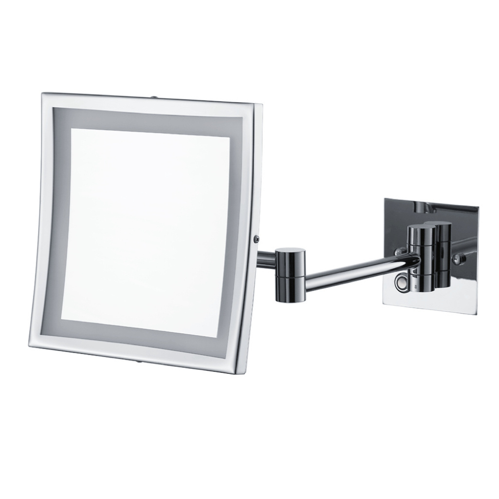 Bathroom Wall Mounted Extendable Arm Shaving Mirror, LED Lighted 3X ...