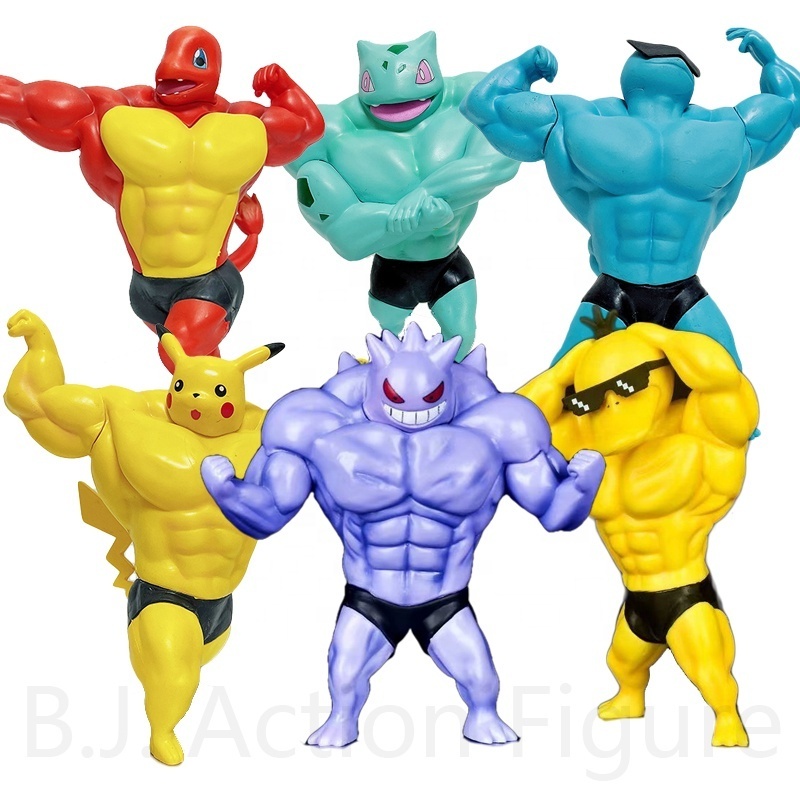 Fitness Muscle Pikachu Charmander Squirtle Pokemoned Anime Action ...