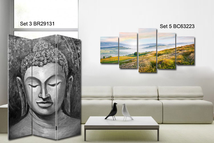 Waterfall folding screen partition 3 panels movable canvas screen room ...