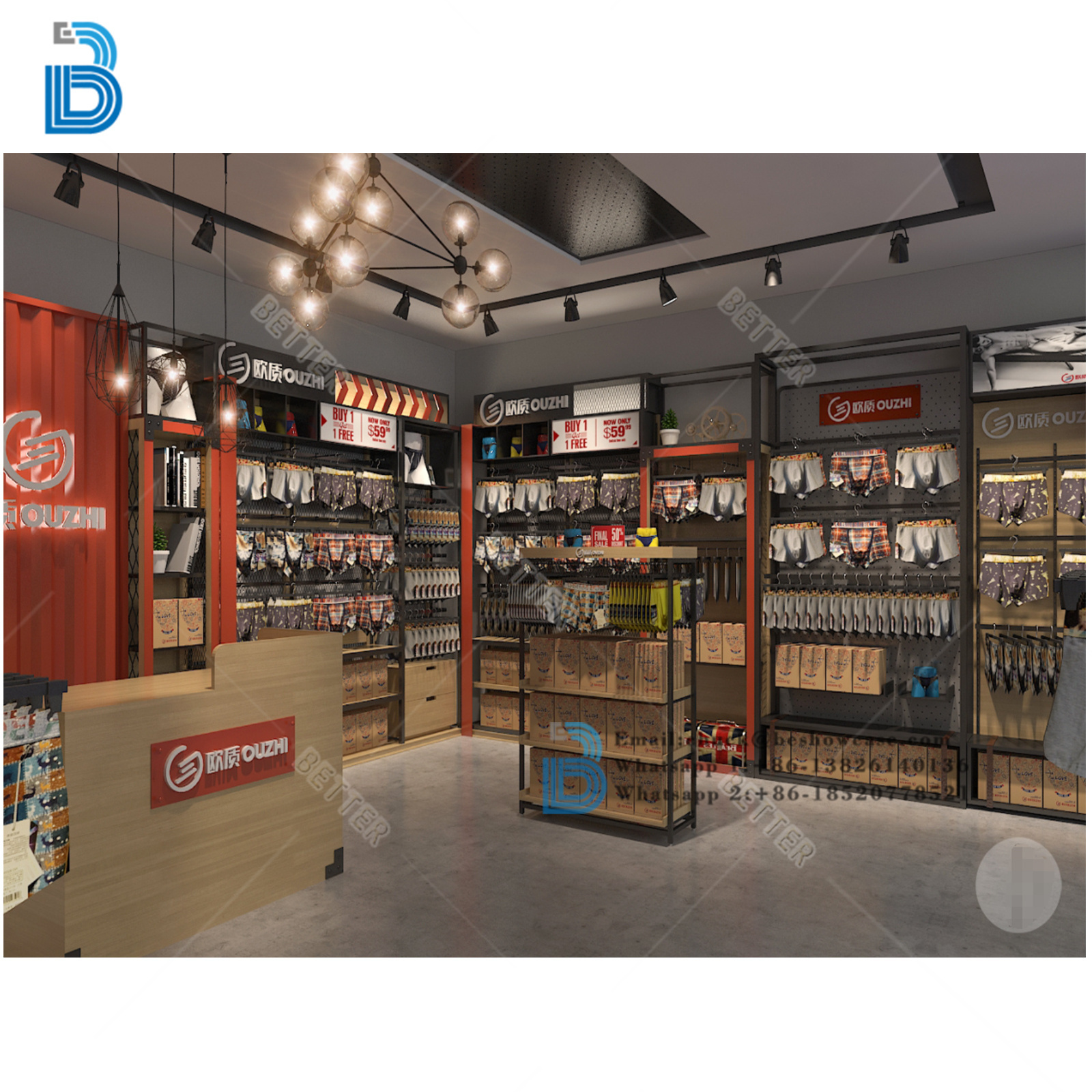 Customized high end underwear display showcase display rack display ...