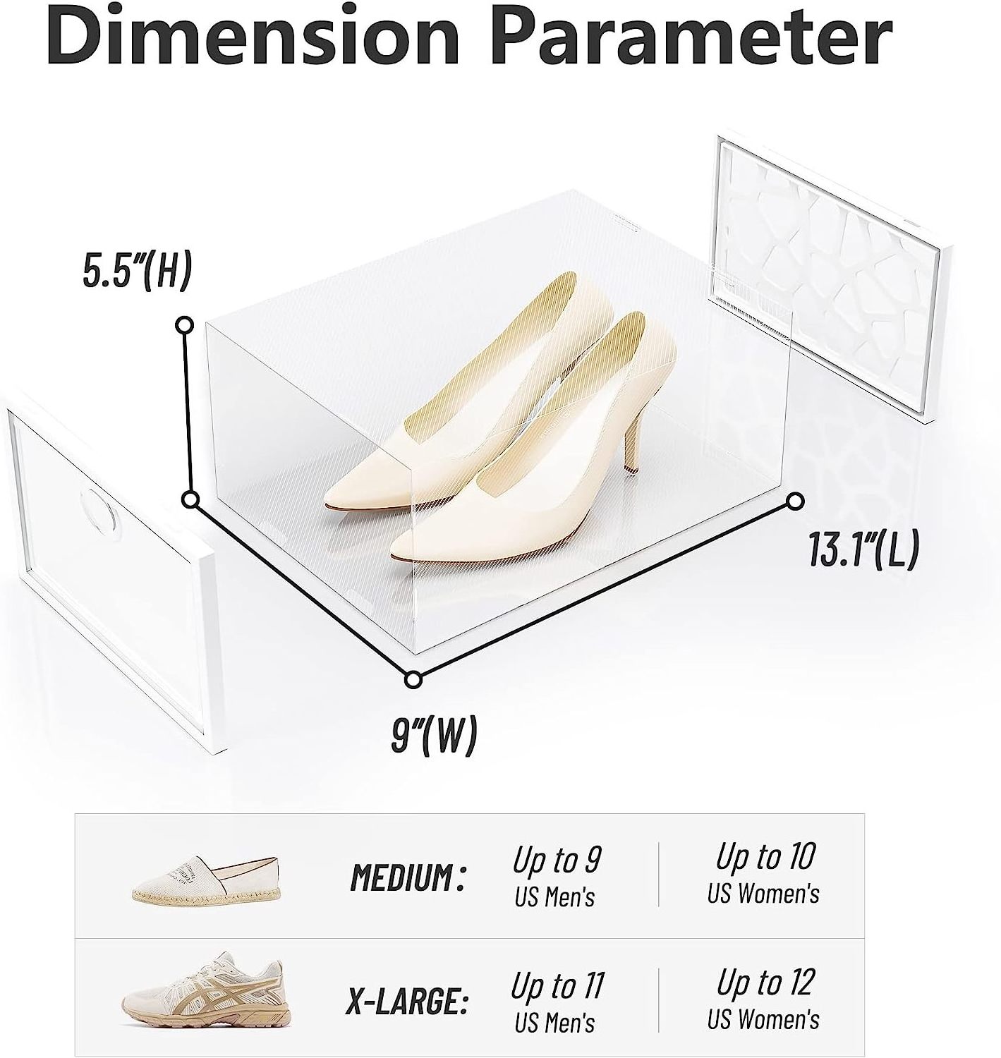 Large stackable transparent plastic shoe boxes wardrobe shoe storage ...