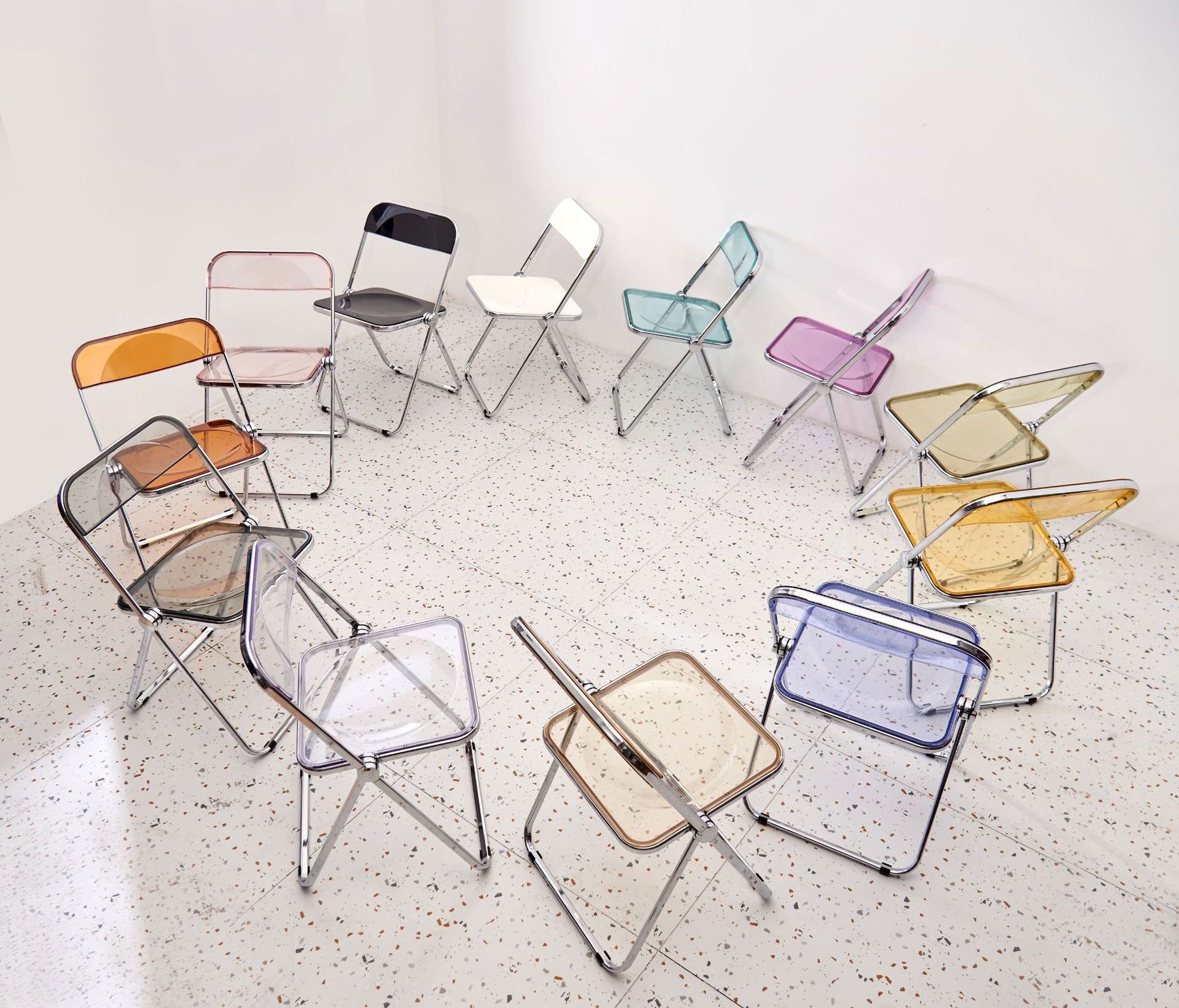 Simple clear Acrylic foldable Dining Chair PC metal Folding Chairs for ...