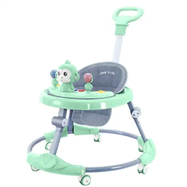 Portable and one button folding baby walker / Adjustable cushion with ...
