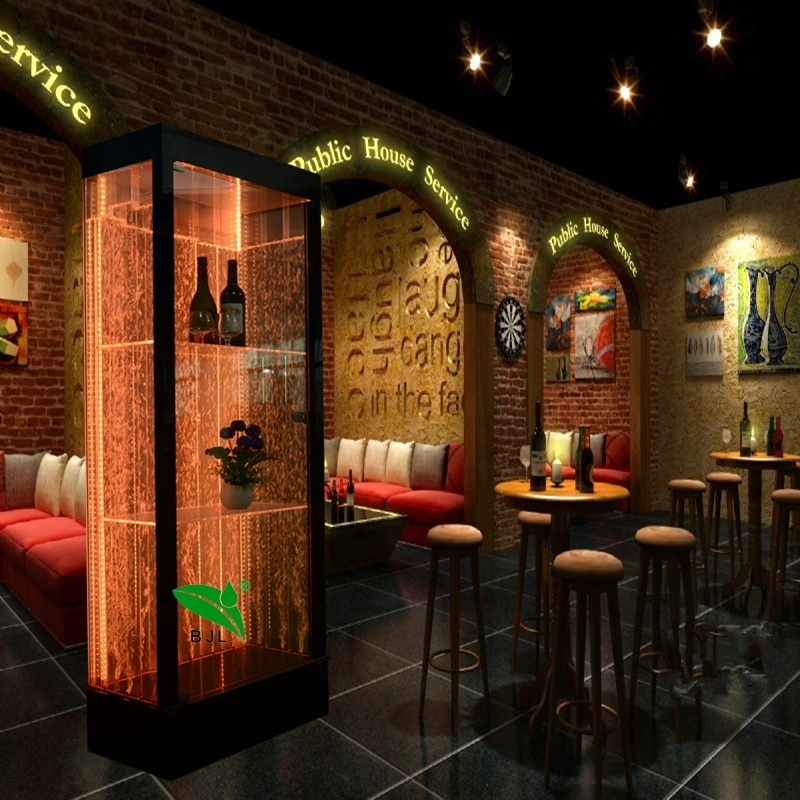 modern square led bar wine showcase display cabinet with water bubble ...