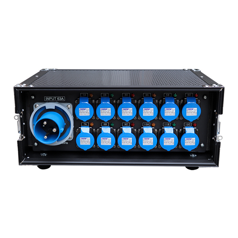 Single phase 63A 3PIN input 12 ways 16A waterproof output power distro ...