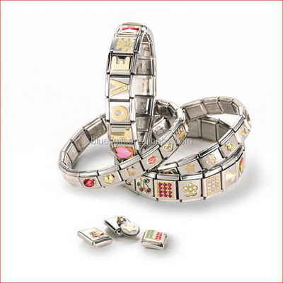 Blues 9mm italian charms wholesale Stainless steel connected link italian charm bracelet BestSuppliers