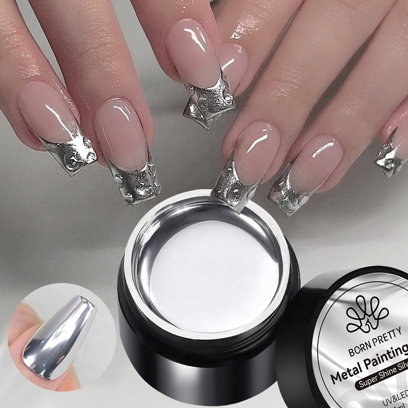 BORN PRETTY High Density Silver Colour Mirror Chrome Nails Gel Paint ...