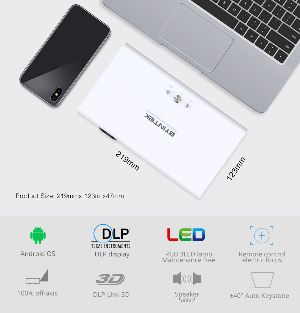 BYINTEK UFO R19 Portable Android Wifi Projector Mini Home Theater 4K ...