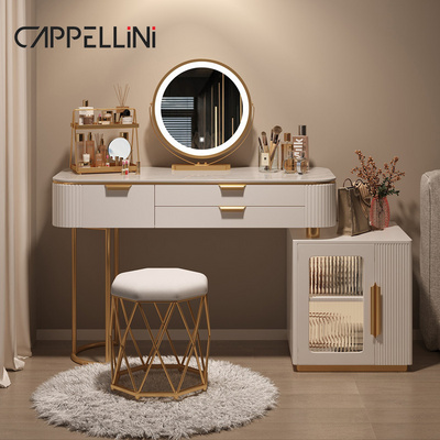 Modern Luxury White Dressing Table With Mirror And Drawers Home Furniture Dresser Bedroom Set Wooden Makeup Vanity Desk BestSuppliers