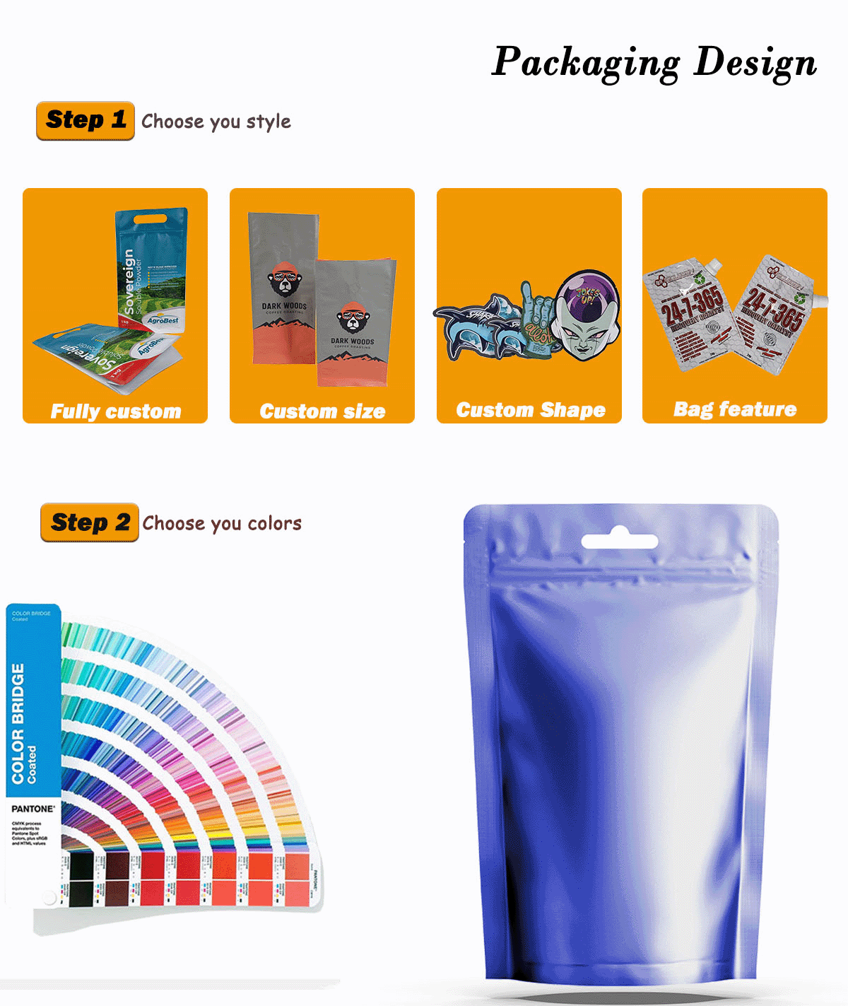 Custom printed foil bags store