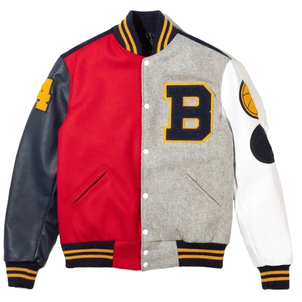 Mens Hood Baseball Varsity Jacket Sports Club Baseball Hooded Red and ...