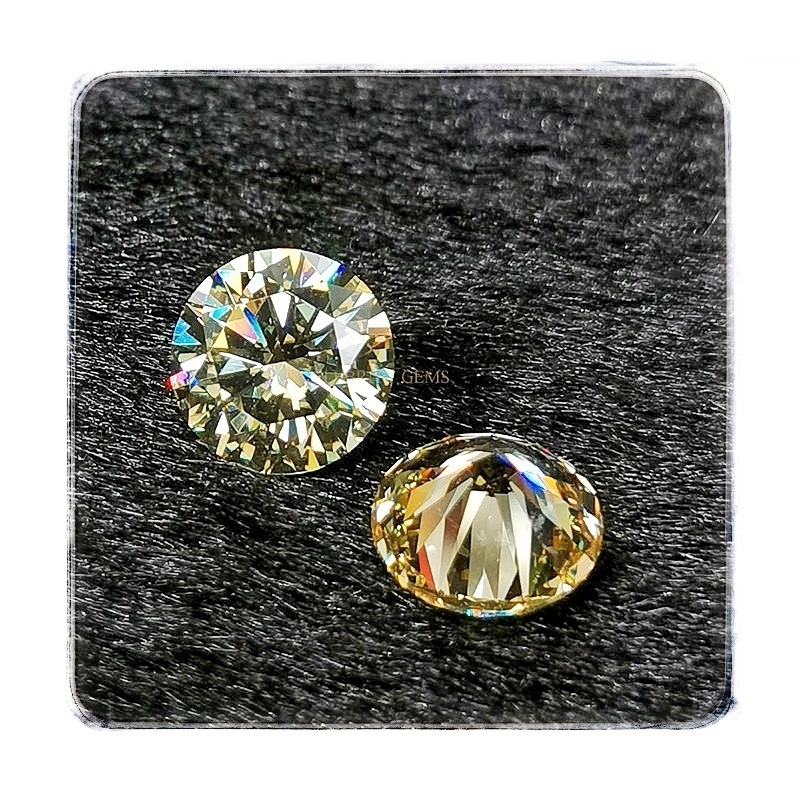 Synthetic Gold Yellow Fake Diamond Round Brilliant Cut Cubic Zirconia ...