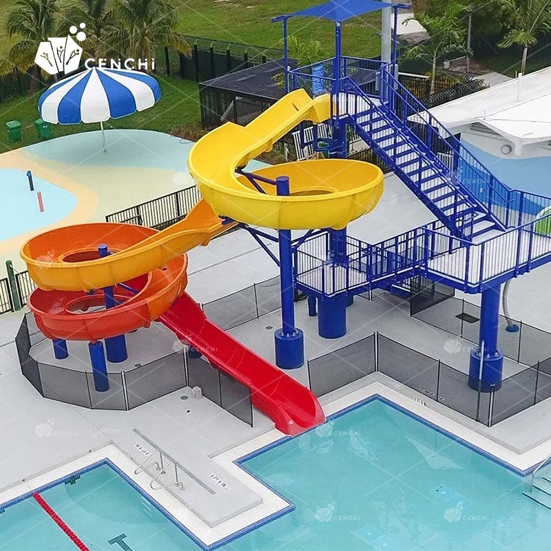 Cenchi Backyard Fiberglass Pool Slide Outdoor Commercial Swimming Club Hotel Spiral Slides