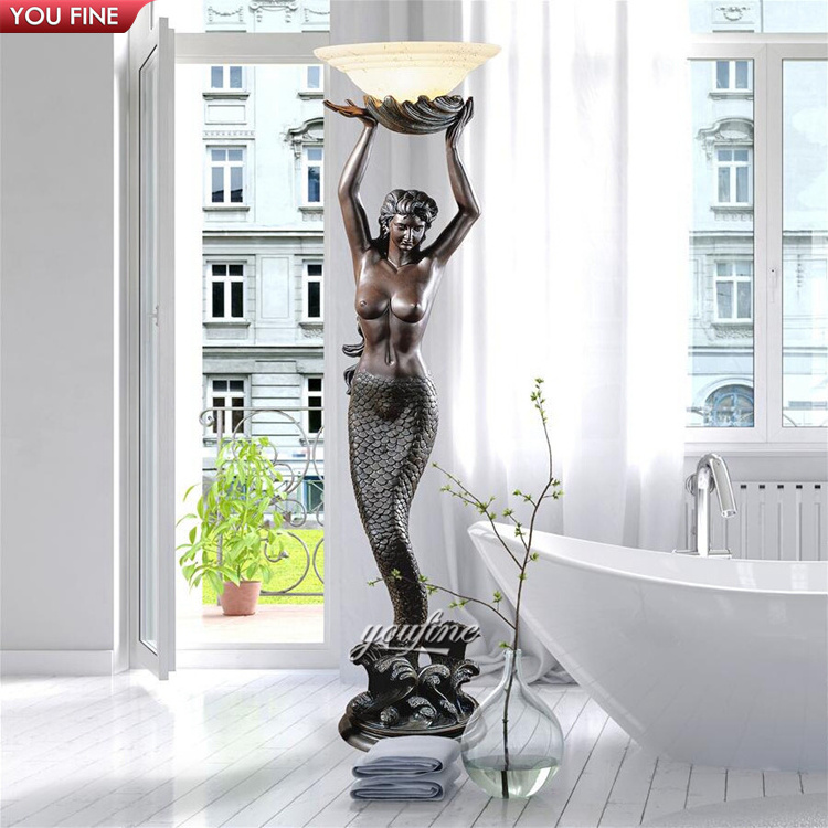 Outdoor Garden Life Size Bronze Mermaid Lamp Statue | Bestsuppliers.com