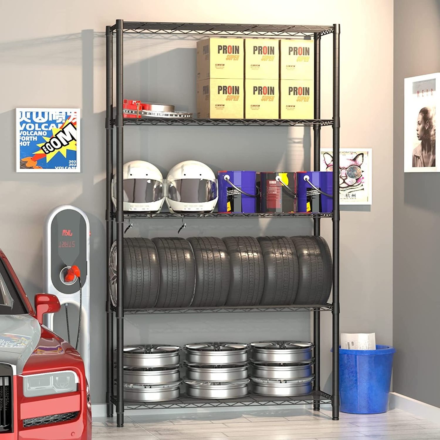 Heavy Duty 6 Tiers 810lbs NSF Approval Metal Chrome Garage Rack Wire ...