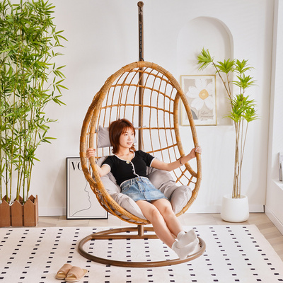 Chanta Rattan Wicker Outdoor Furniture Patio Hanging Swing Egg Rocking Chairs With Cushion For Adults Balcony Swing Chair BestSuppliers