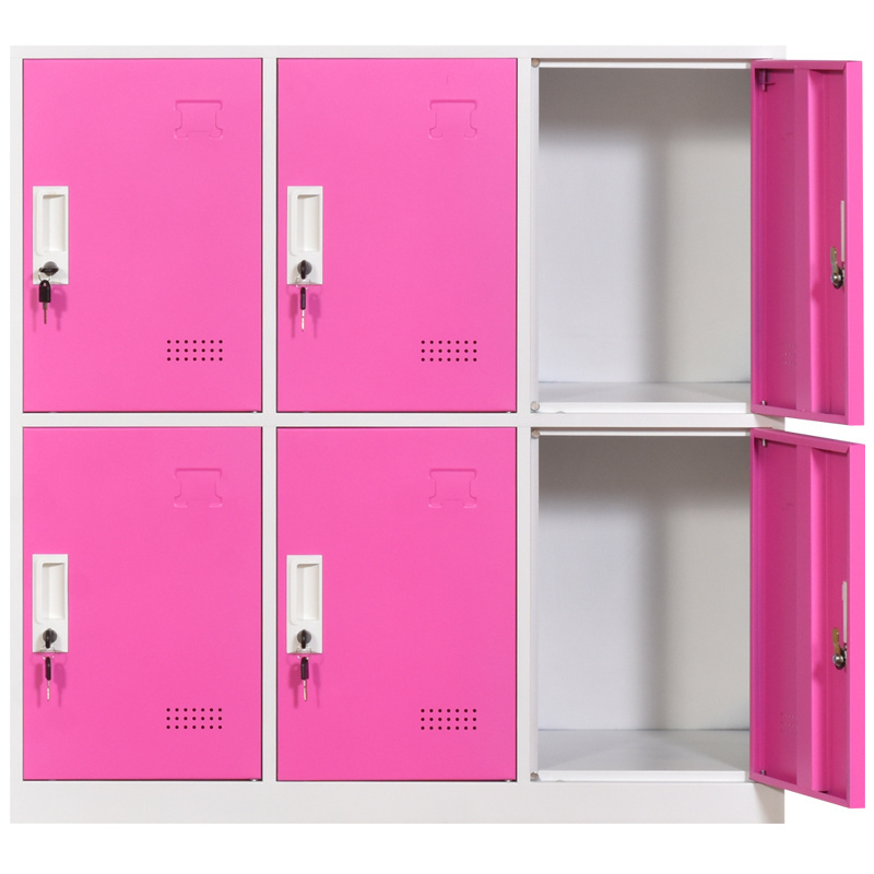 Different Size Half Heigh Pink Color 6 Door Metal Locker High Quality ...