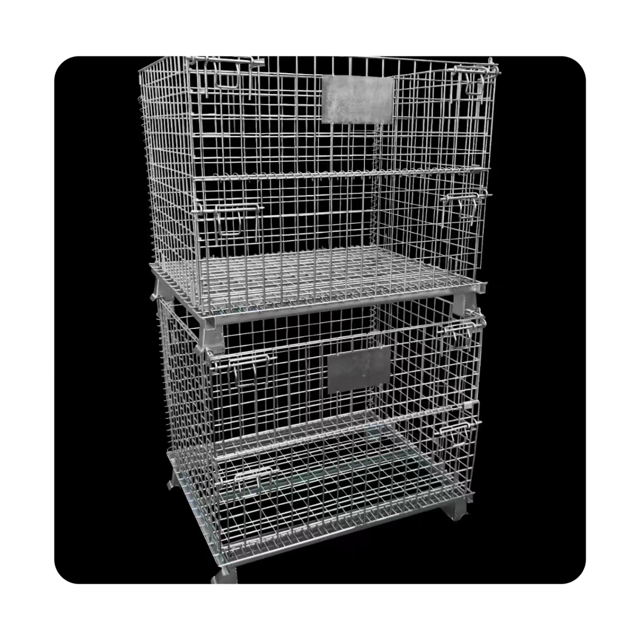 Galvanized Wire Mesh Container Foldable metal rolling Storage Cage for ...