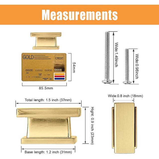 Custom Solid Gold Kitchen Cabinet Knobs Rectangular Brushed Brass ...