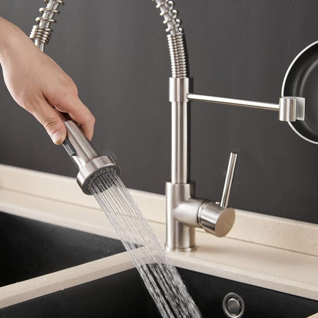 Luxury 304 Stainless Steel Chrome plated spring Faucets Hot cold and ...