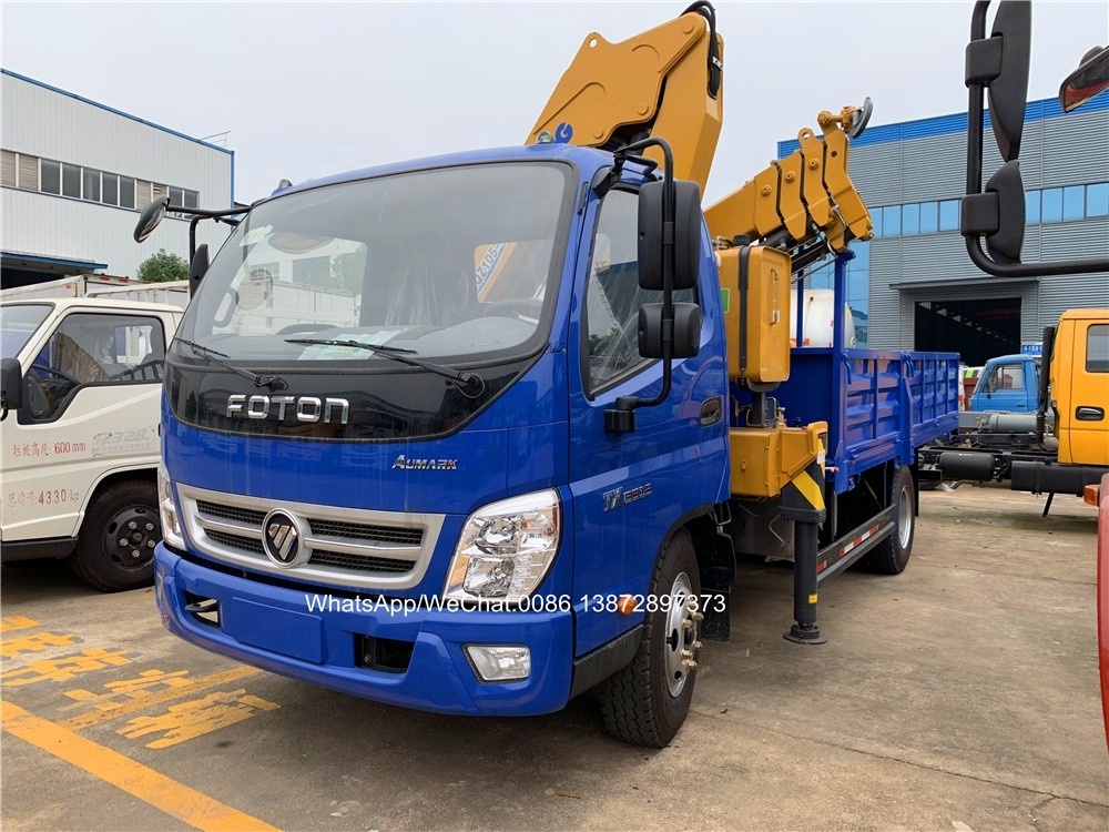 FOTON 4 Tons cargo truck with crane 6 wheels knuckle boom truck crane ...