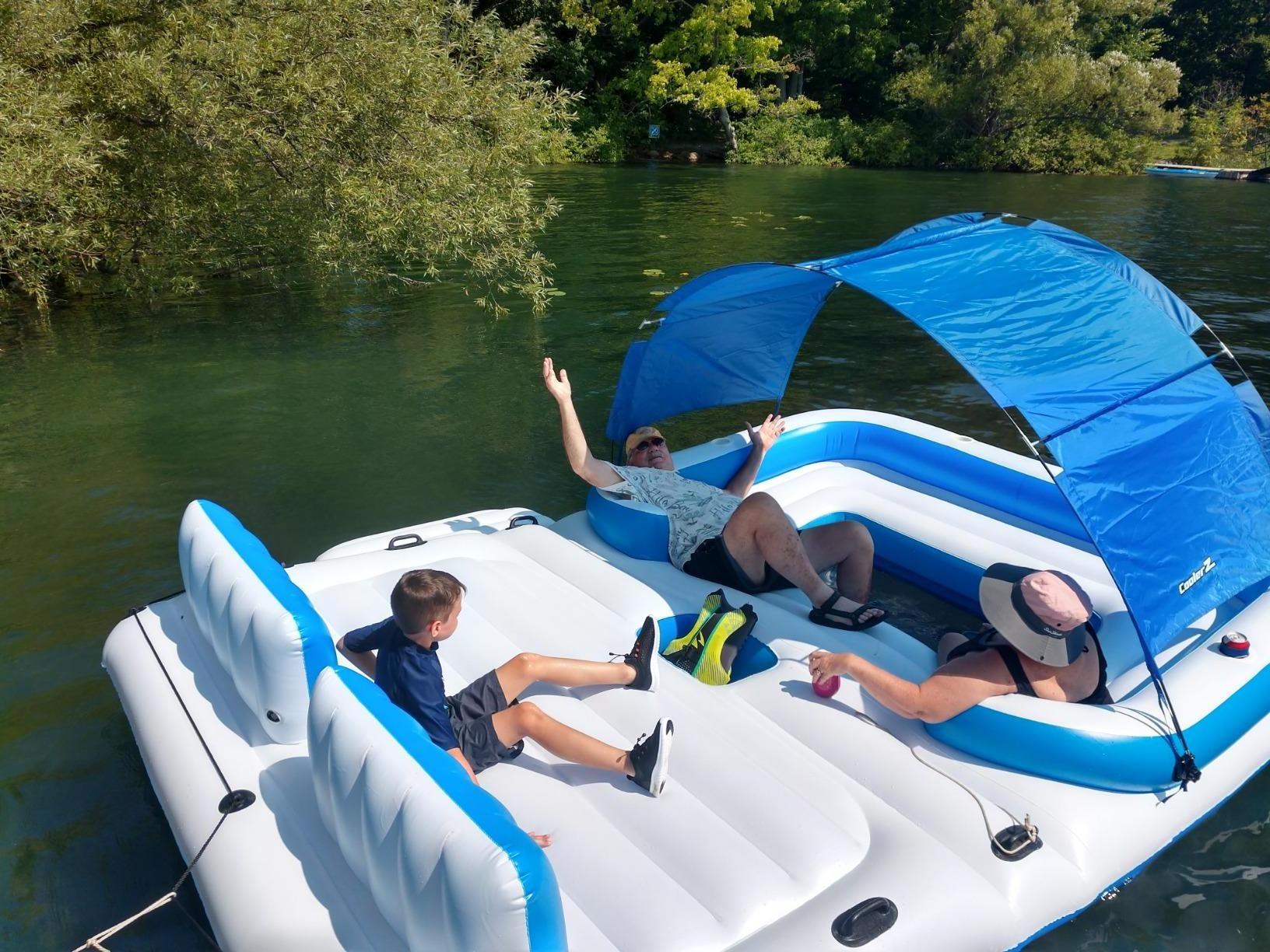 Large Inflatable 6 Person Lake Pool River Floating Island Raft with Canopy BestSuppliers