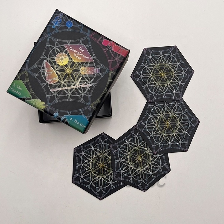 Pentagon Oracle Cards Gilded Tarot Cards Deck Black Custom Size Mini ...