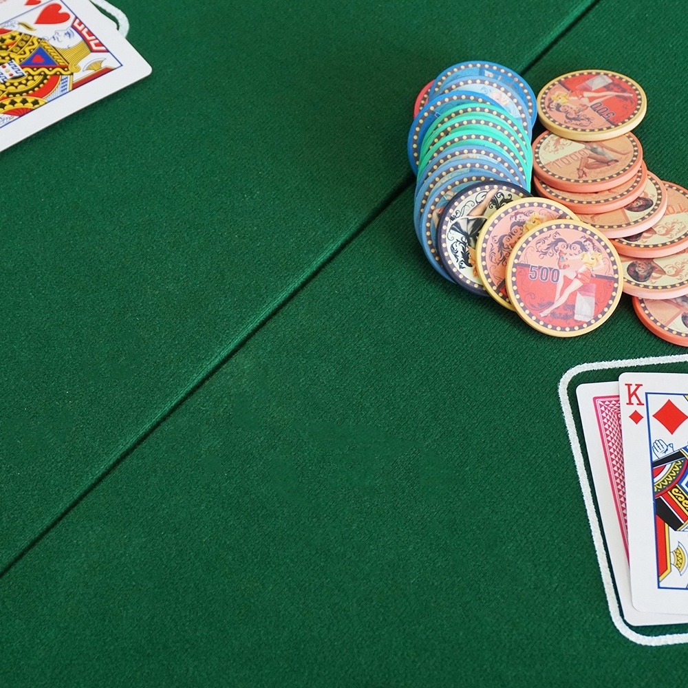 Premium 180*90 4 folding balckgack poker tablet op felt 8 seat top with ...